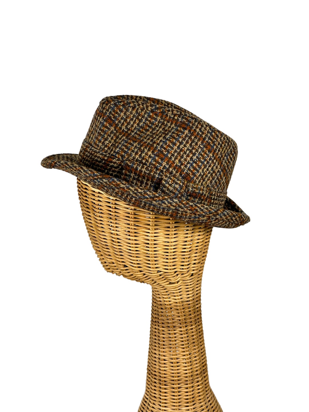 Men's Tweed Fedora Hat in Wool Orange Brown Blue Size 7 1/4 - Etsy