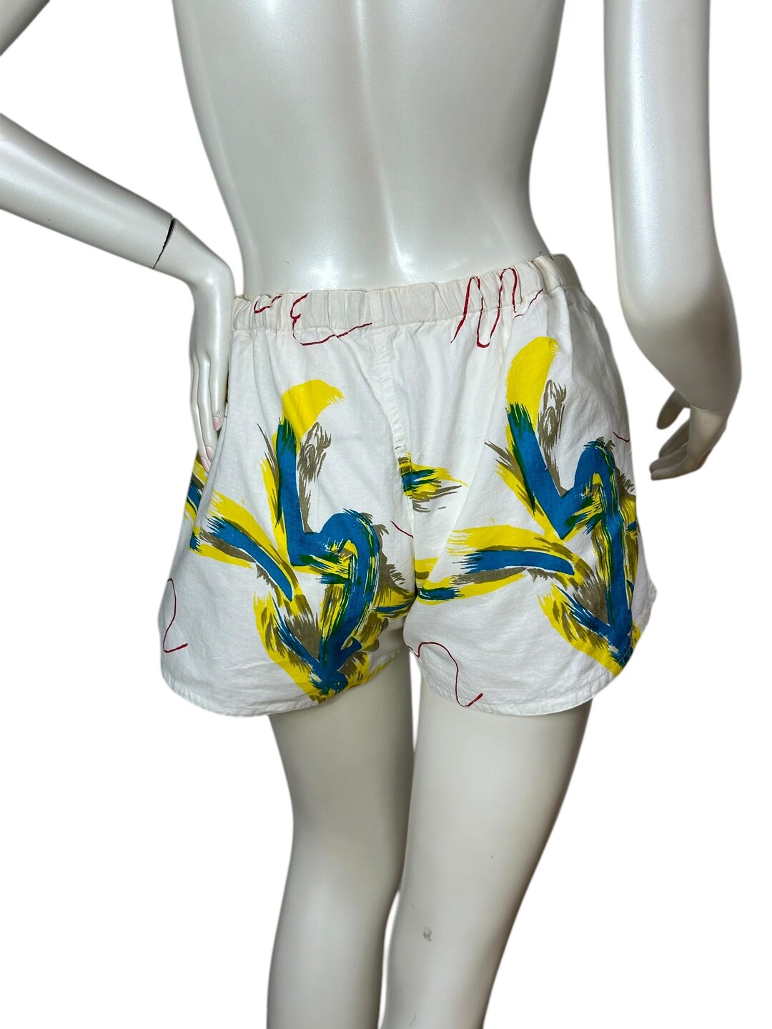 1980s Shorts With Drawstring Waist Abstract Painterly Print Size M/L - Etsy