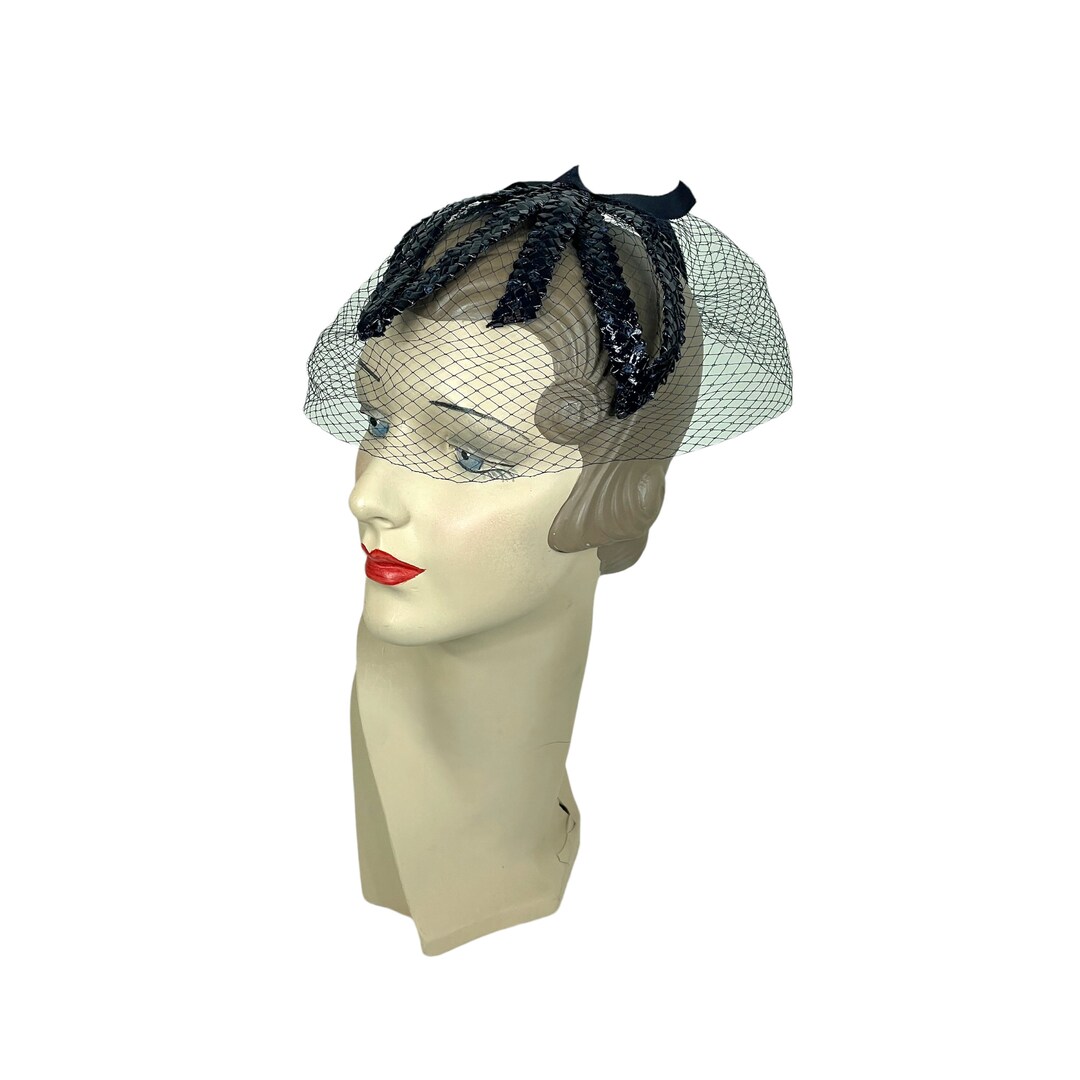 1960s Veil Hat With Cello Leaves and Ribbon Bow - Etsy
