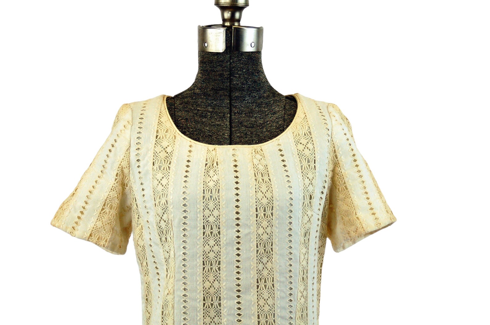 1960s Linen Dress Ivory Shift Dress With Lace Inserts - Etsy