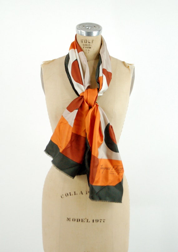 1950s Jacques Fath silk scarf geometric design revers… - Gem