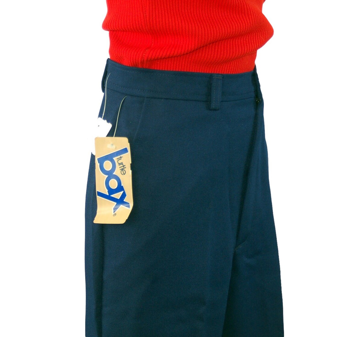 1970s High Waist Pants Polyester Pants New Old Stock NOS Navy Blue ...