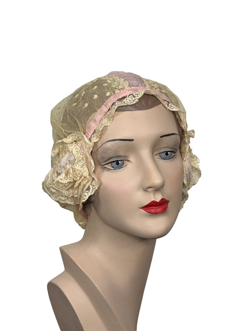 1920s Lace and Silk Boudoir Lingerie Bed Cap - Etsy
