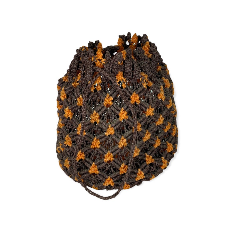 1970s Plastic Macrame Bag With Drawstring - Etsy