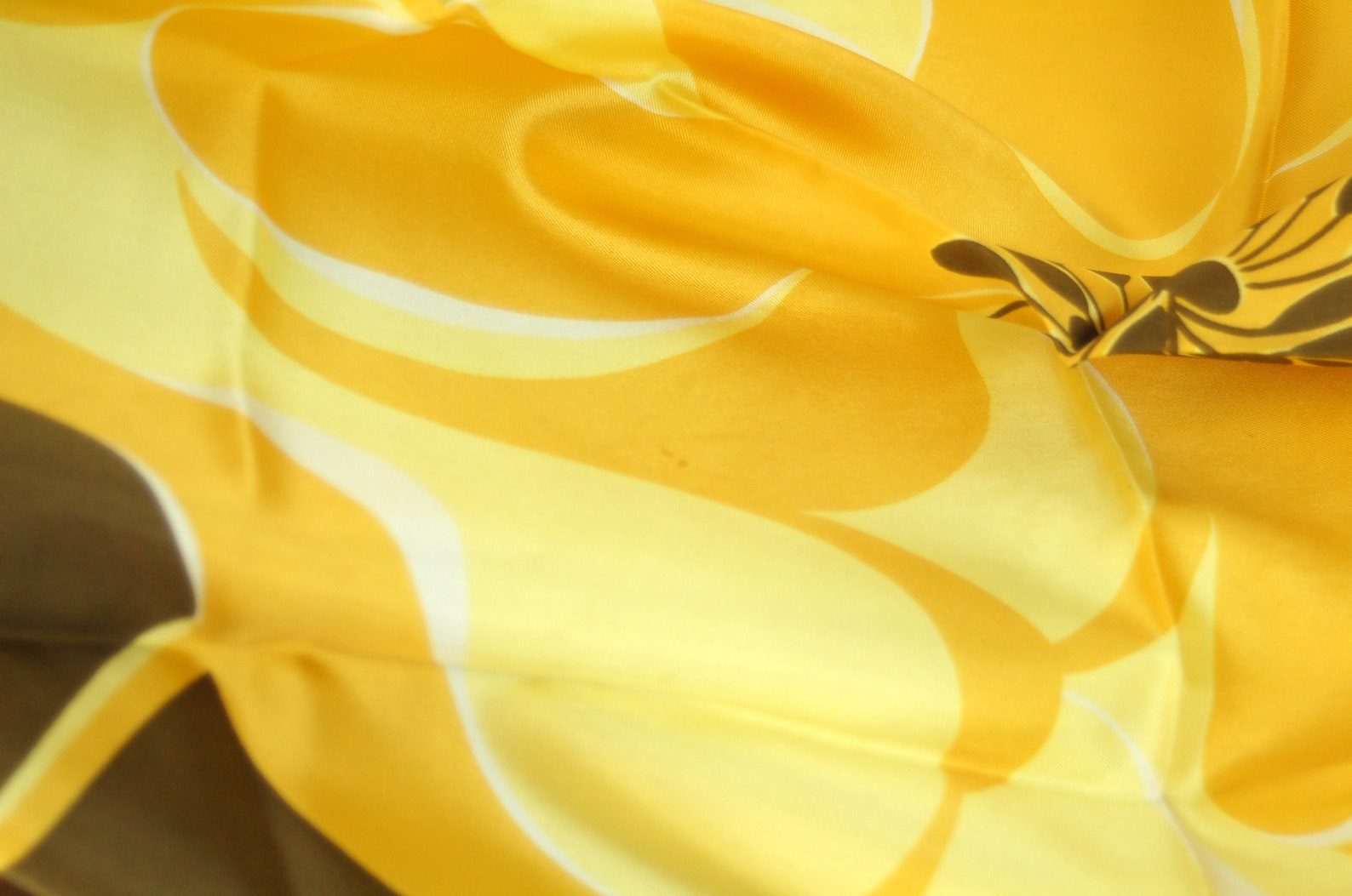 Vintage Silk Scarf With Large Yellow Flower on Brown - Etsy