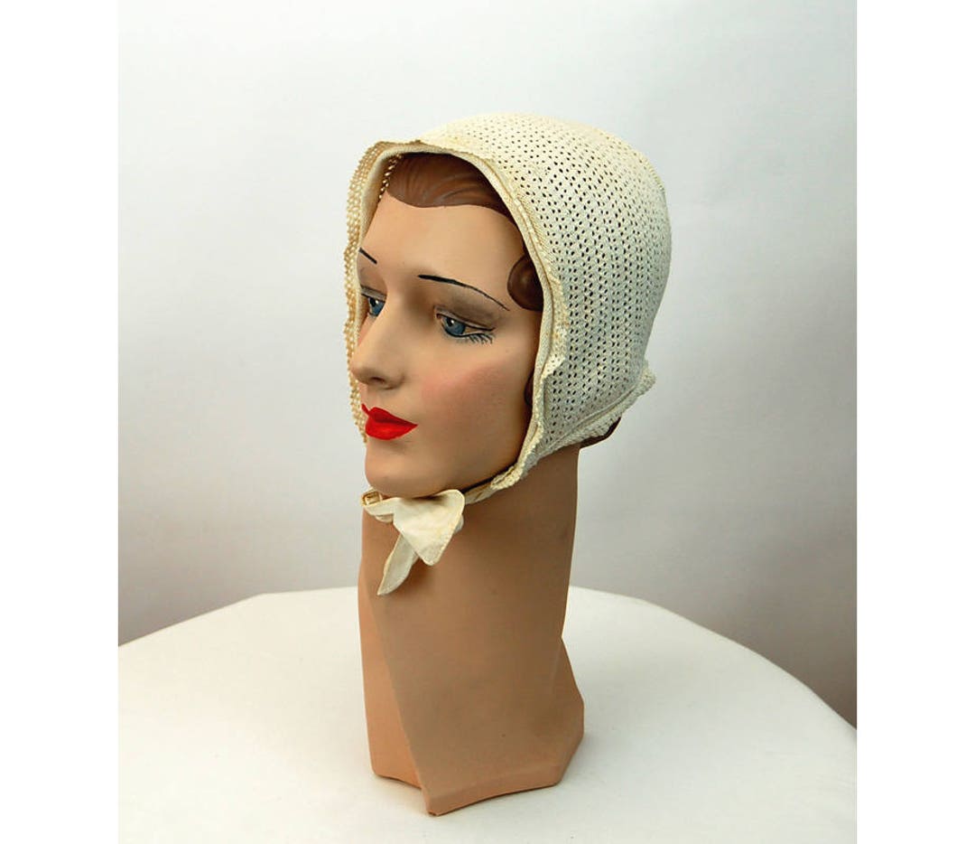 Antique Night Cap Cotton Crocheted Bonnet 1800s Ivory White - Etsy