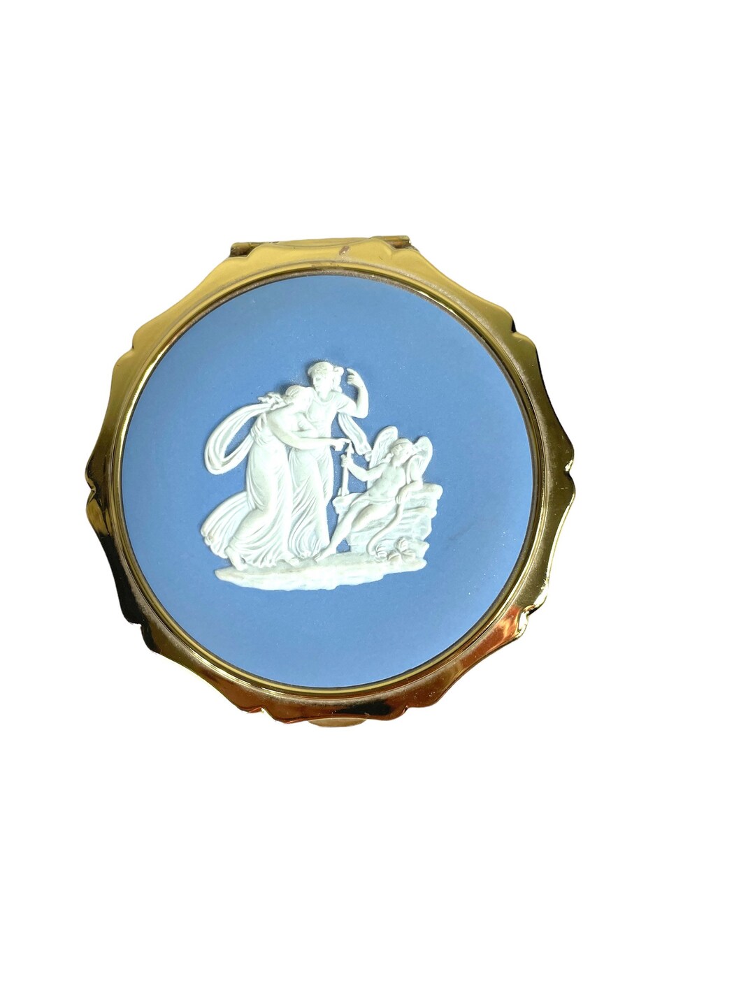 Vintage 1960s Stratton of England Wedgwood Blue and White Cameo Powder ...