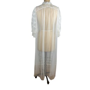 1960s White Sheer Robe With Puffed Lace Sleeves Size M by Val Mode - Etsy