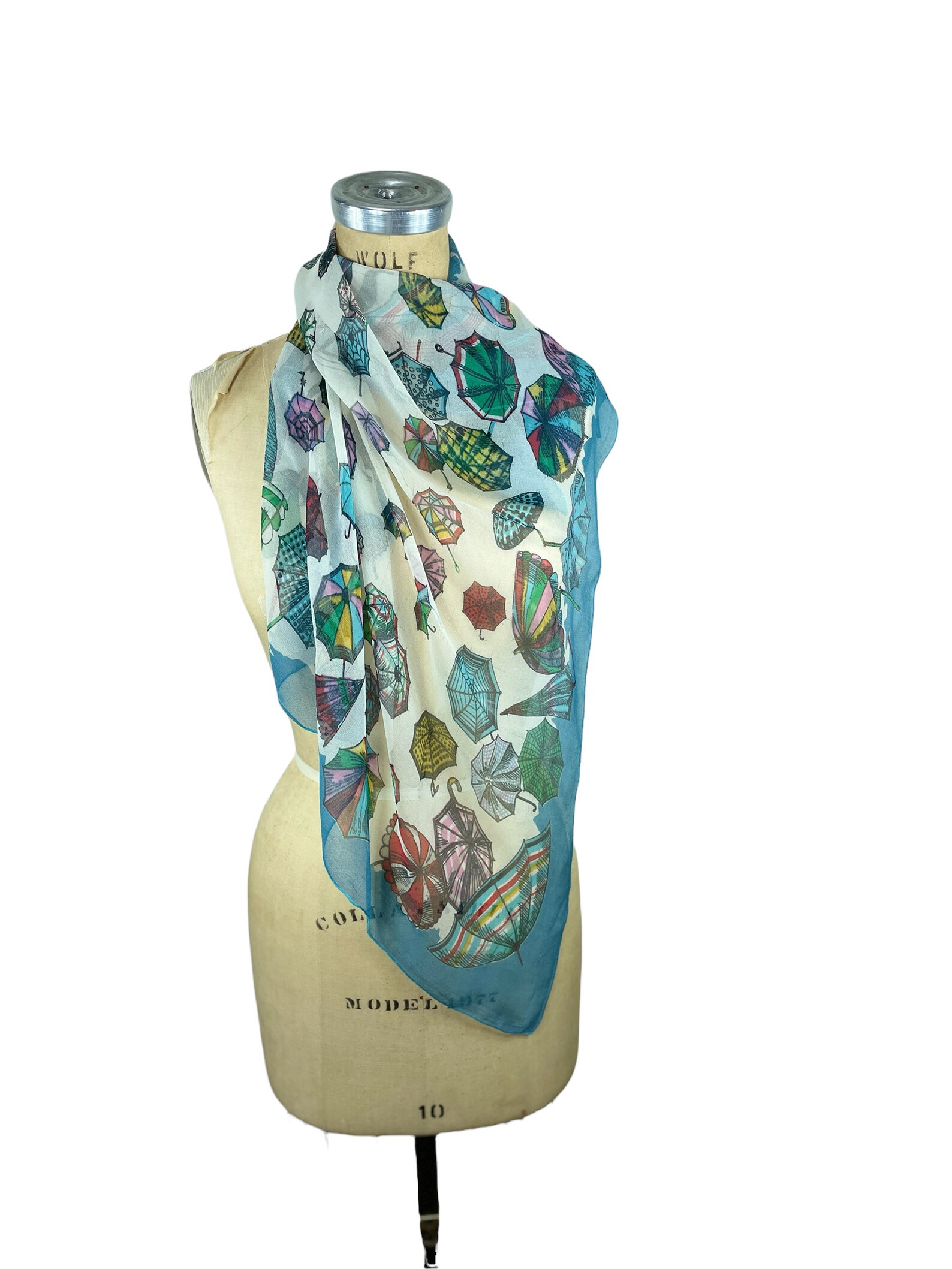 1960s Silk Scarf With Umbrellas and Parasols 34 X - Etsy