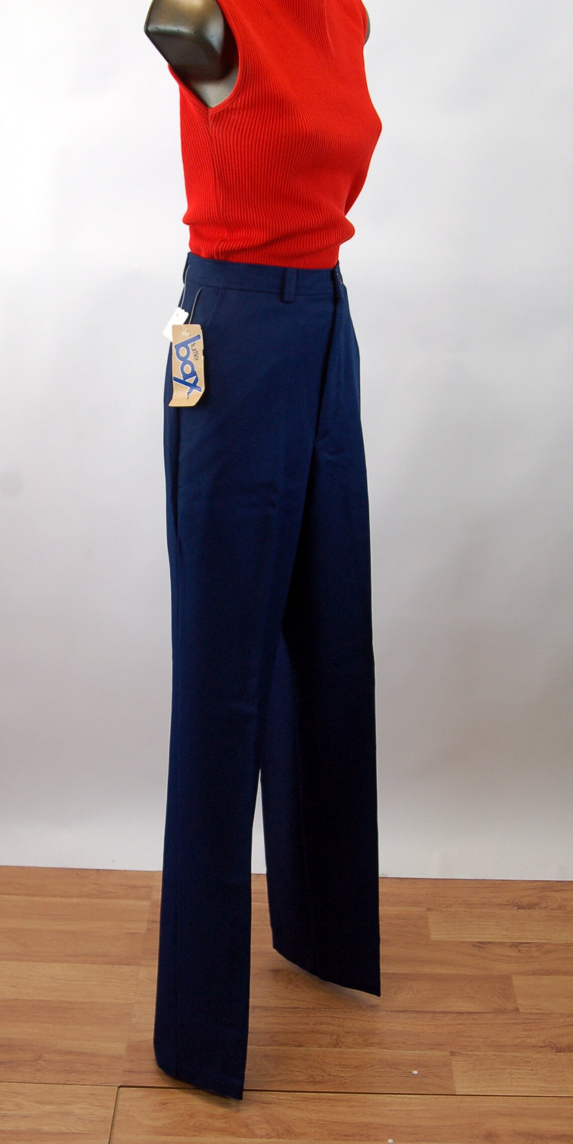 1970s High Waist Pants Polyester Pants New Old Stock NOS Navy | Etsy