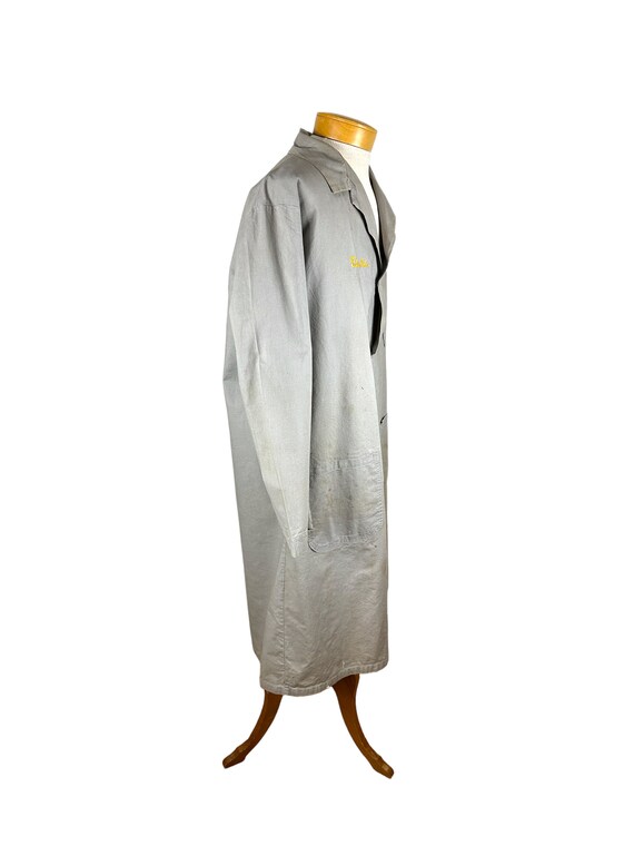 1950s 60s gray duster coat workwear protective jacket… - Gem