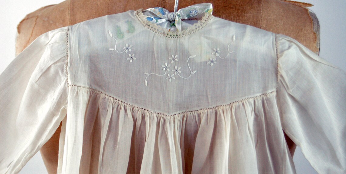 1910s Baby Dress Infant Dress Ivory Batiste Embroidered Christening ...