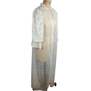 1960s White Sheer Robe With Puffed Lace Sleeves Size M by Val Mode - Etsy