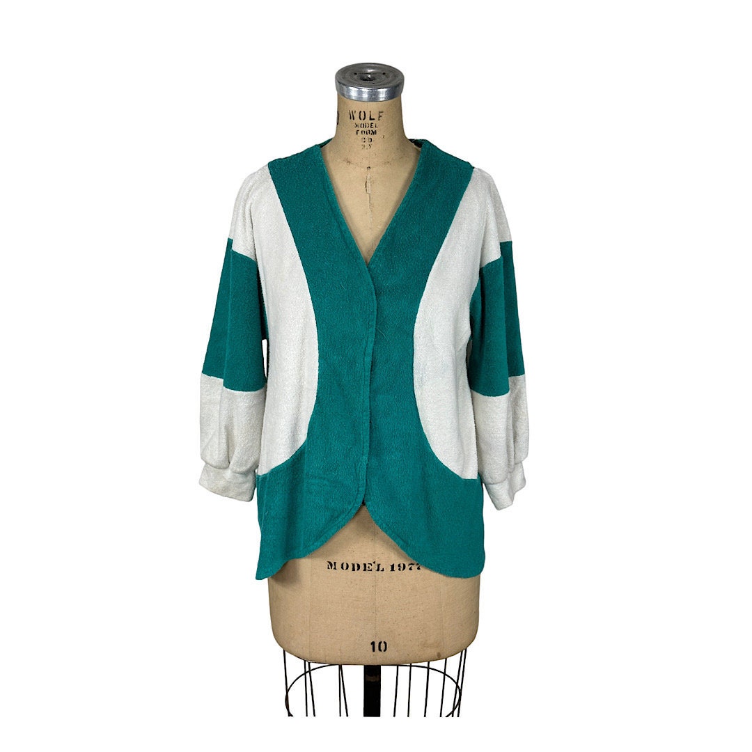 1970s Terry Cloth Color Blocked Cover up or Jacket Gertrude Davenport ...