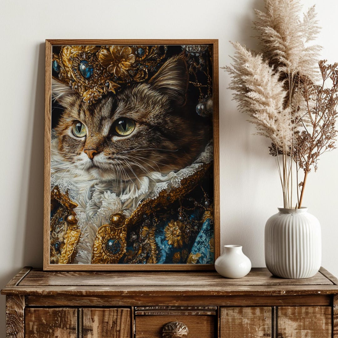 Pet Portrait Renaissance Cat Painting Royal Cat Portraits From Photo ...