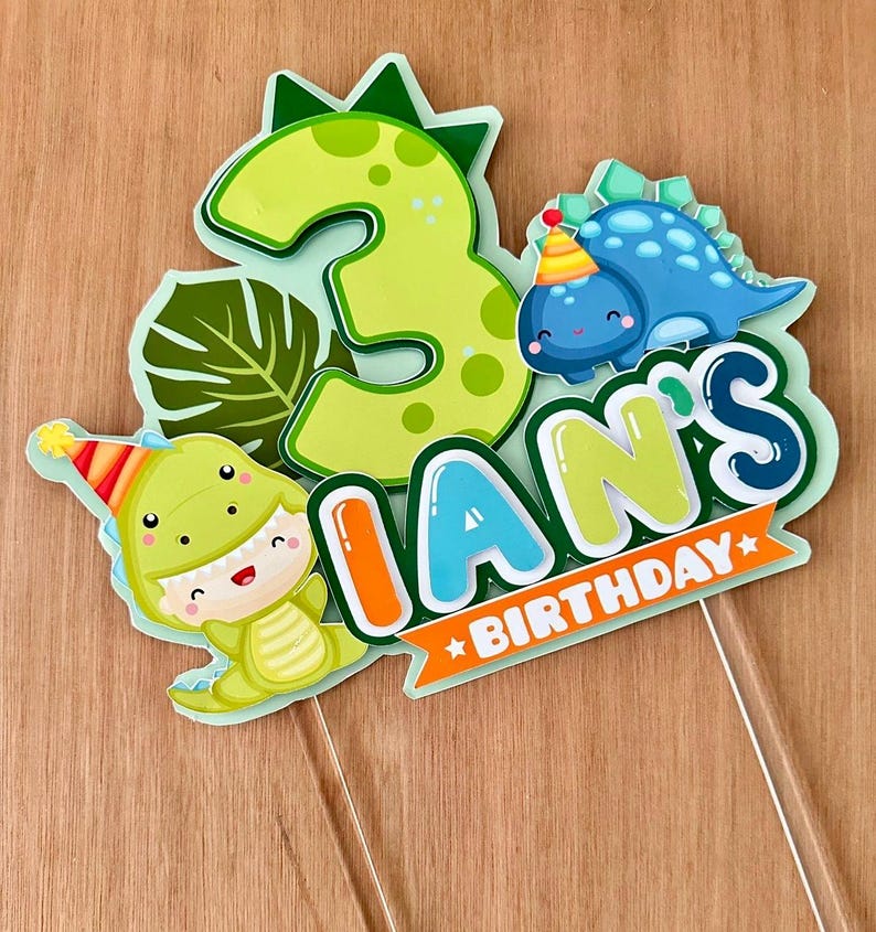 Dinosaur Cake Topper for Kids Birthday Party – Fun & Colorful Dino ...