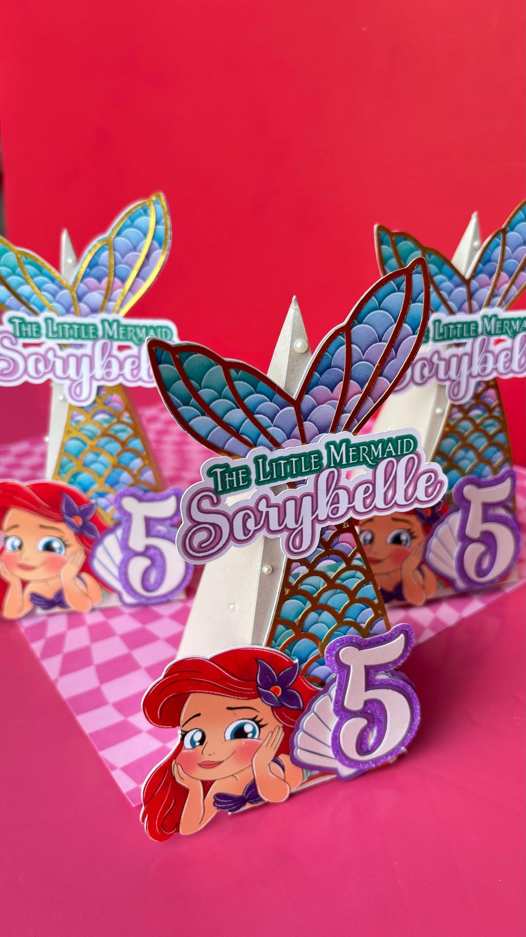 Custom Little Mermaid Pyramid Party Favors , Watercolor - Etsy