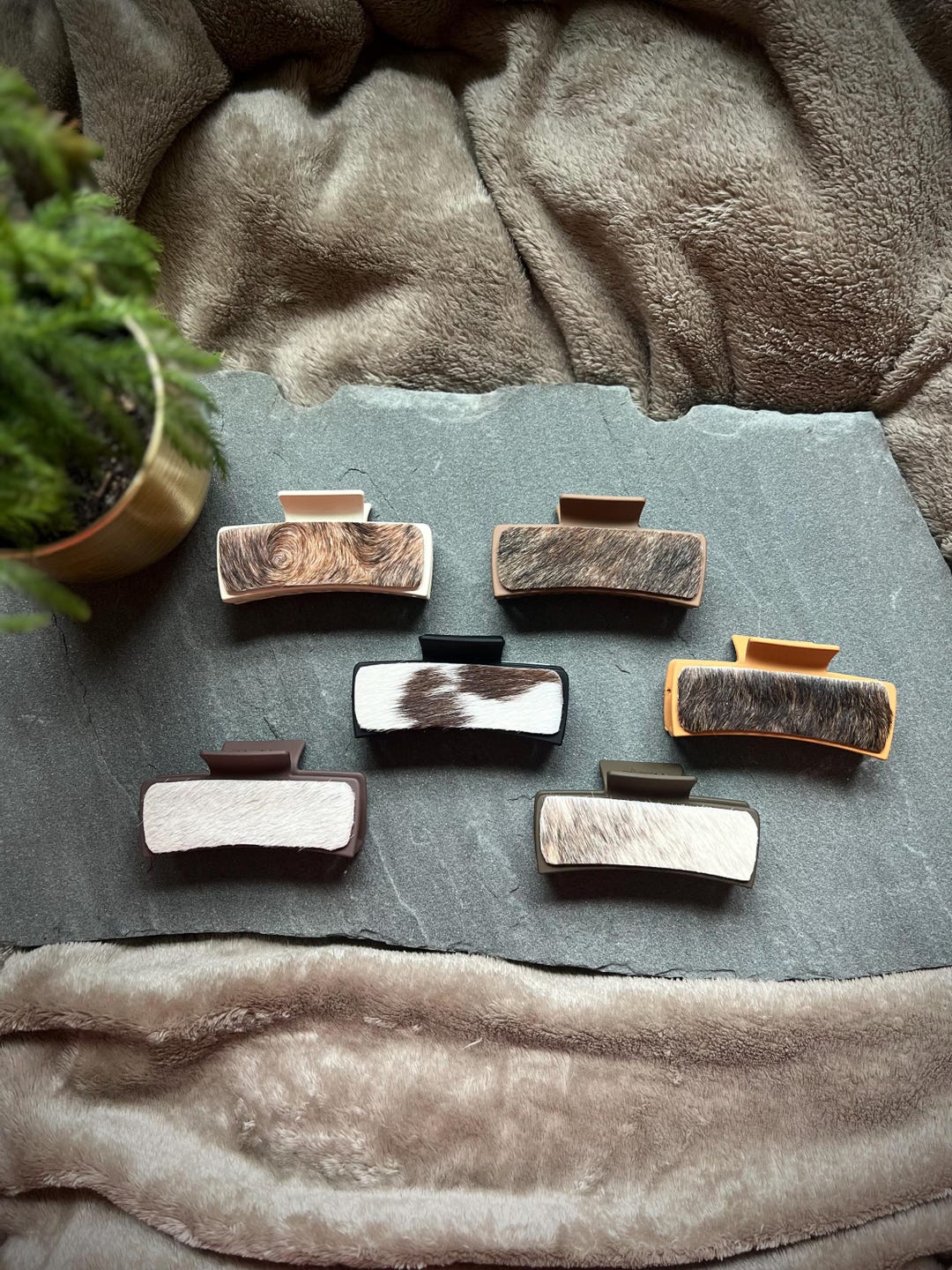 Handmade Cowhide Claw Clips - Etsy