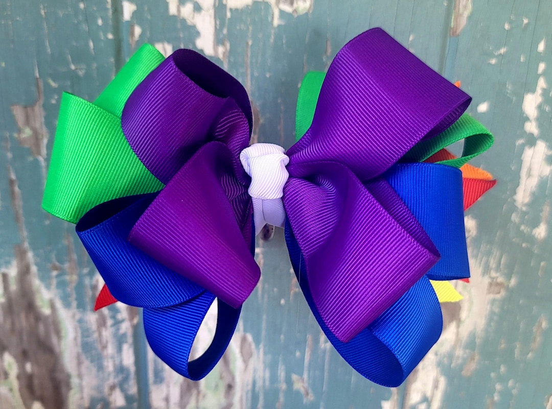 Crayon Craze Bow / Rainbow School Colors Back to School Bow for Girls ...