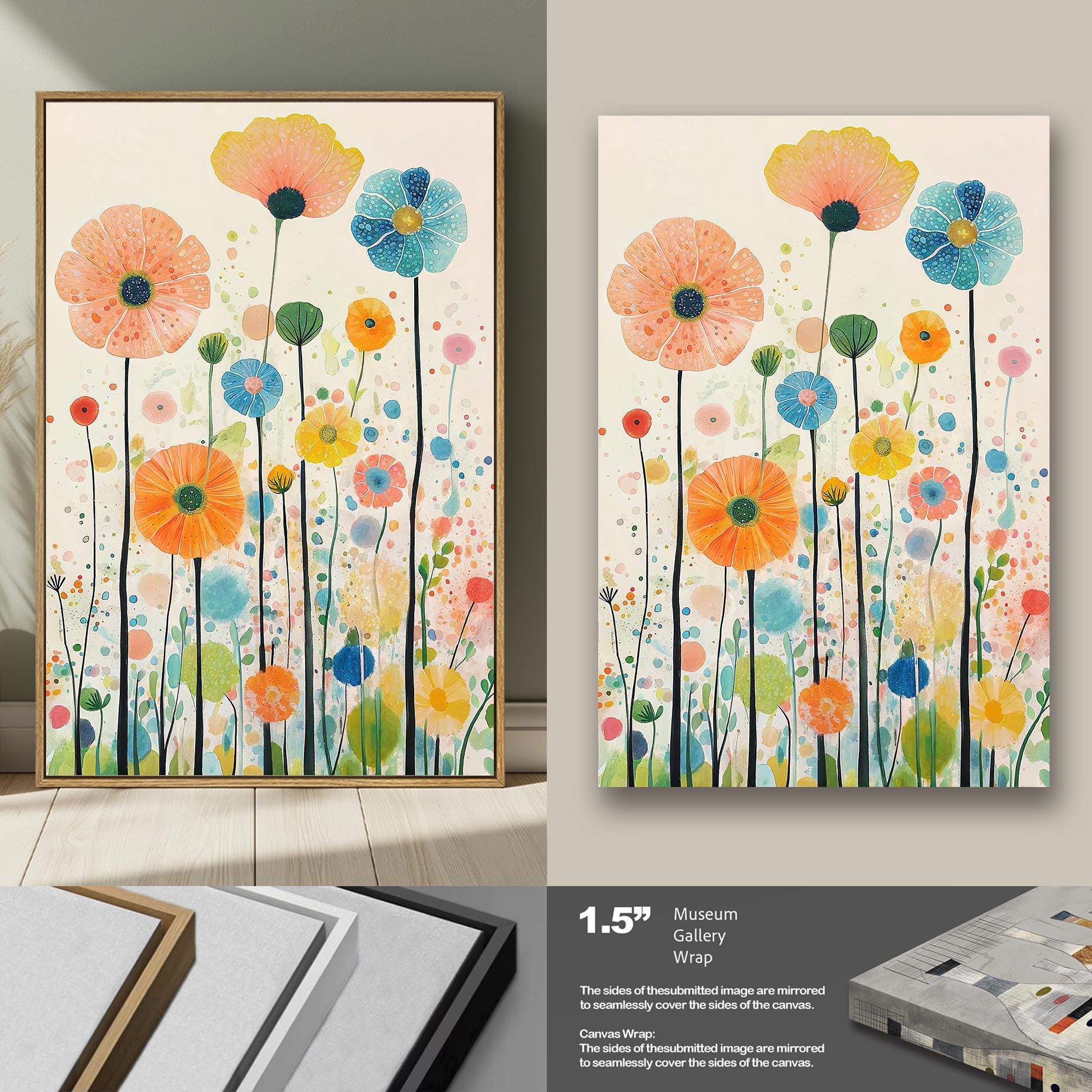 Colorful Floral Triptych | Vibrant Watercolor Flower Painting for ...