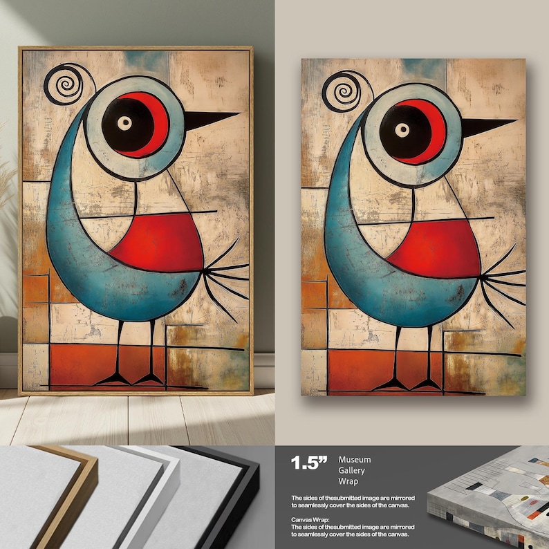 Vivid Abstract Birds Triptych | Modern Wall Art With Playful Geometric ...