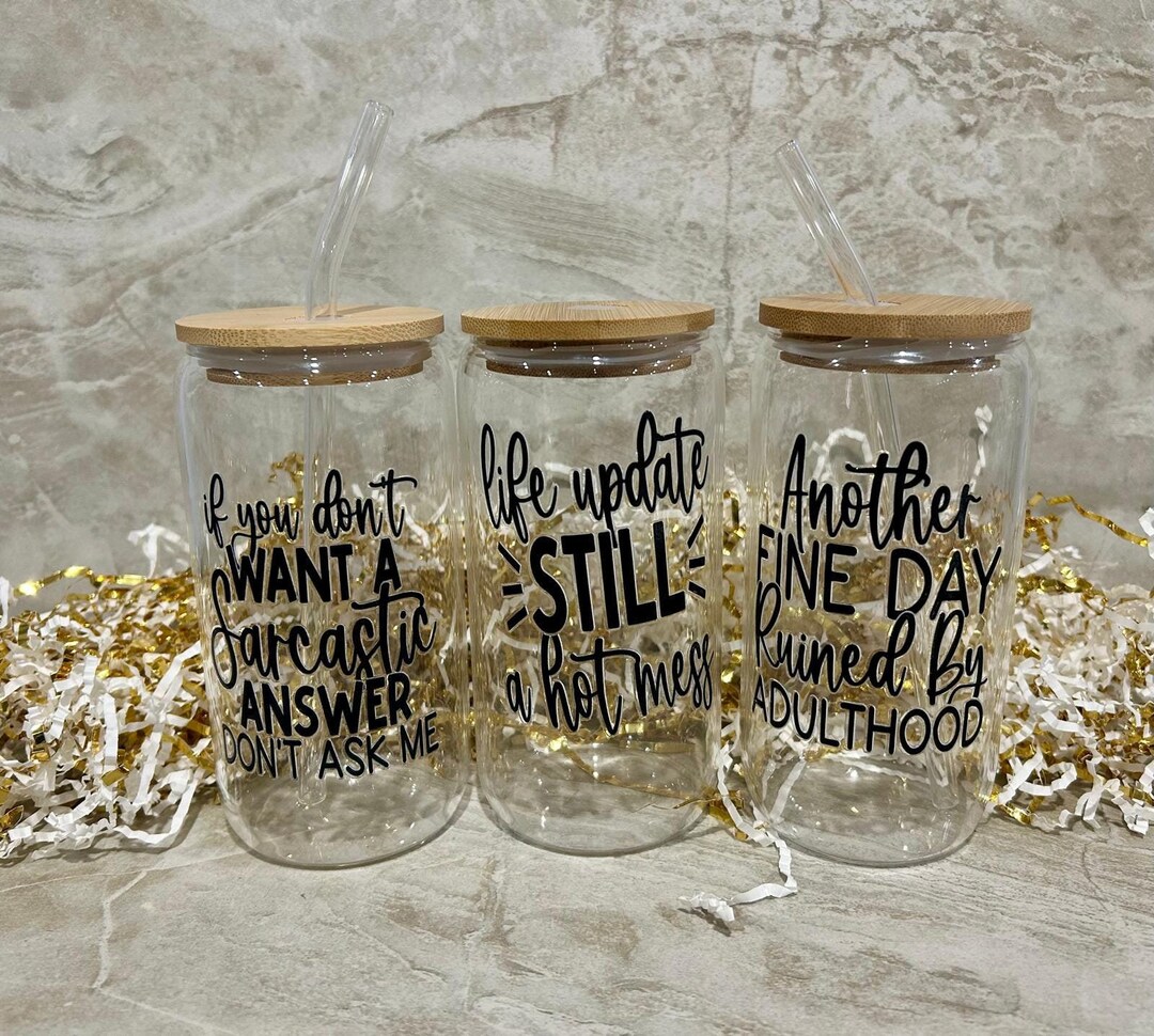 Quirky Conversation Starter: Custom Glass Tumbler With Witty Design - Etsy