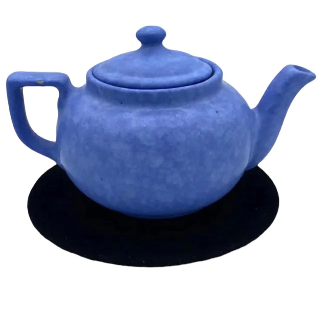 Vintage Dickota Pottery Mottled Blue Teapot Dickinson ND - Etsy