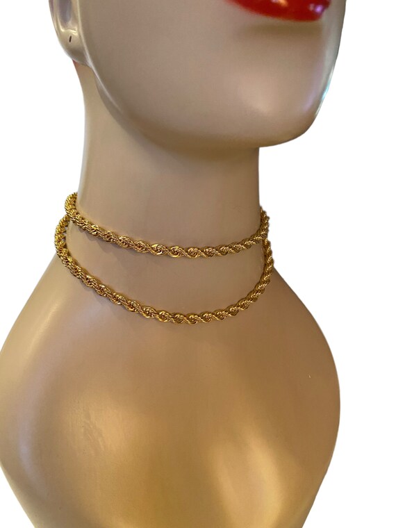 Vintage NAPIER Gold Plated Thick Rope Chain Necklace … - Gem