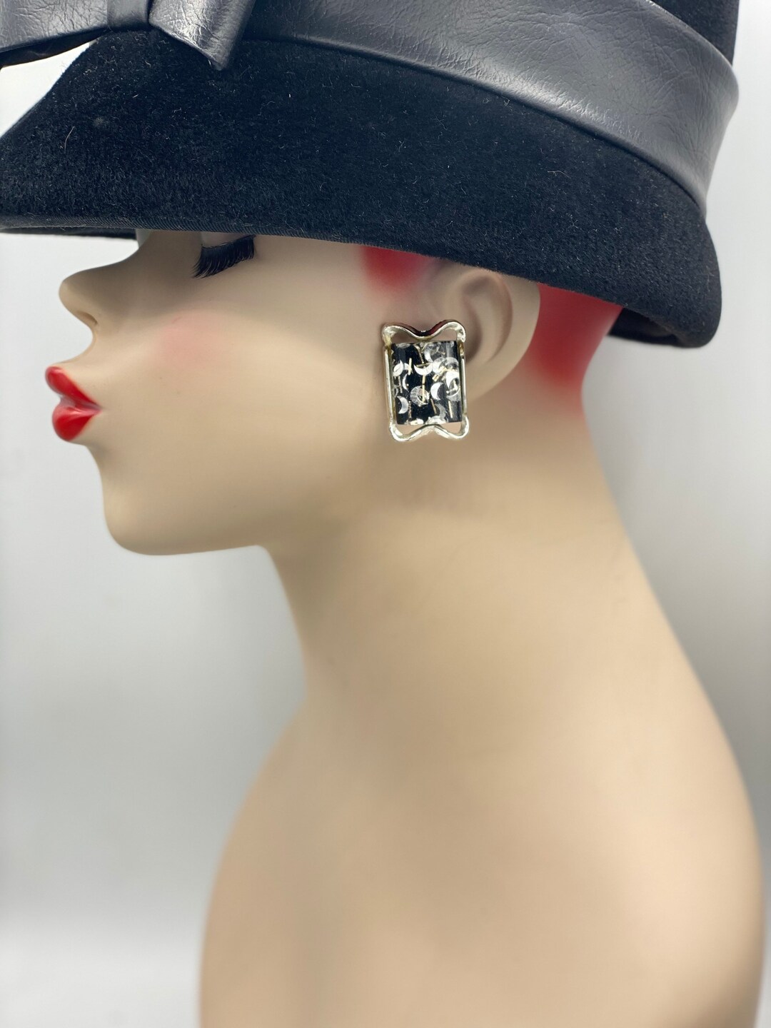 Vintage PAM Chunky Lucite With Confetti Stars and Crescent Moon Clip ...