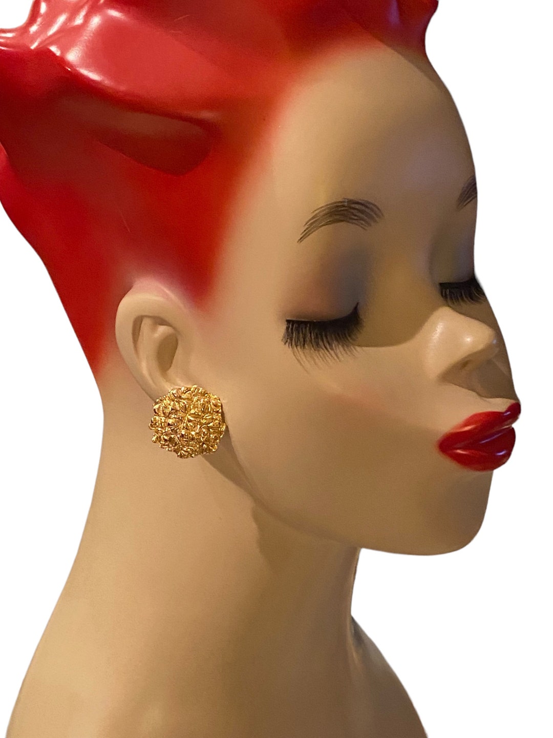 Vintage Gold Plated Nugget Button 1980s Pierced Earrings FF30 - Etsy