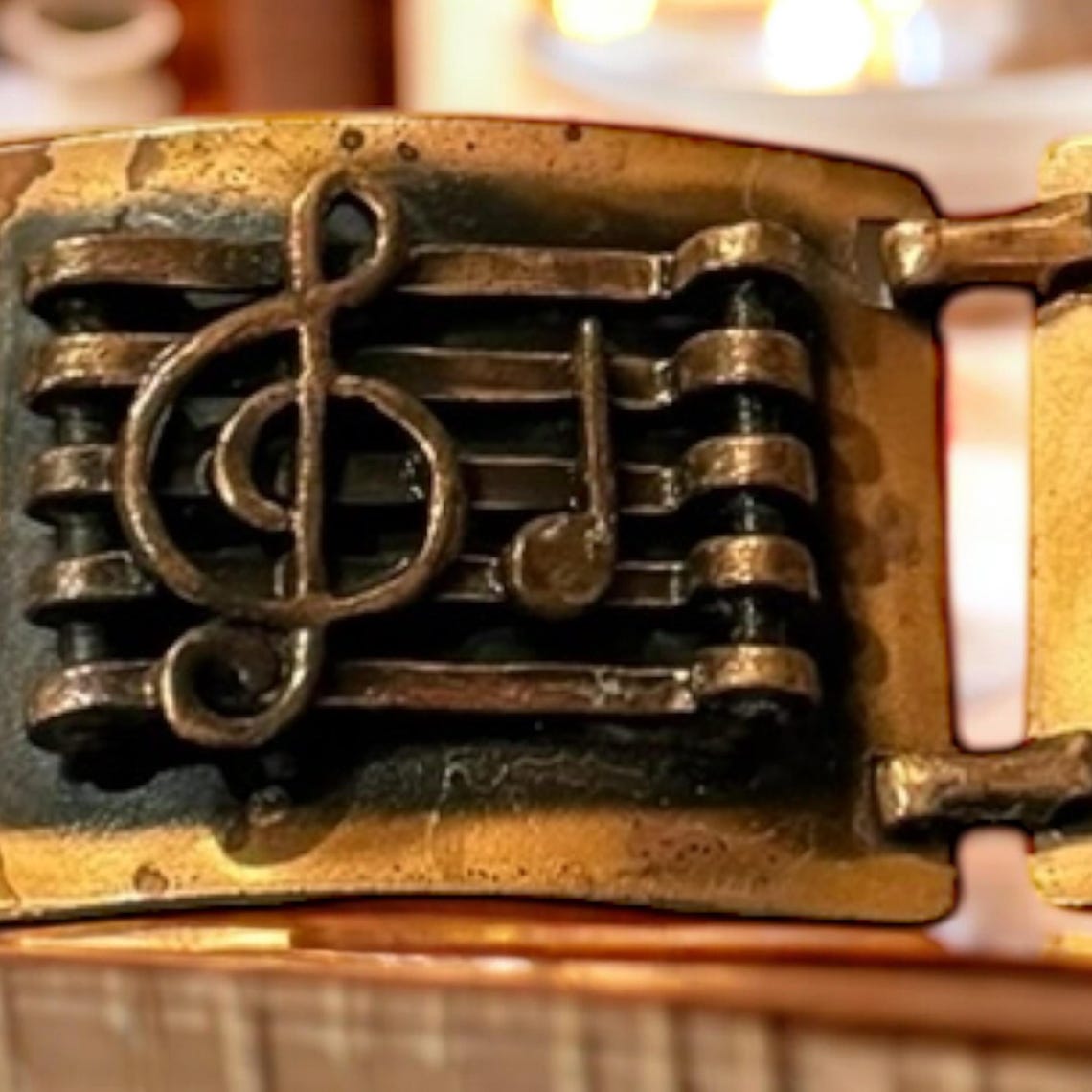 Vintage 1950s or 60s MCM Wide Copper Musical Clef Notes Musician With ...