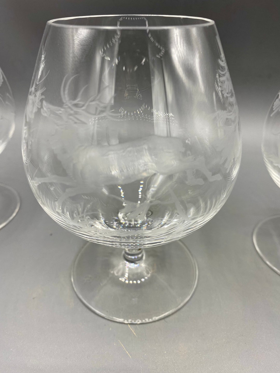 Vintage Rosenthal Crystal Brandy 4 1/2” Snifters With Etched Boar, Deer ...