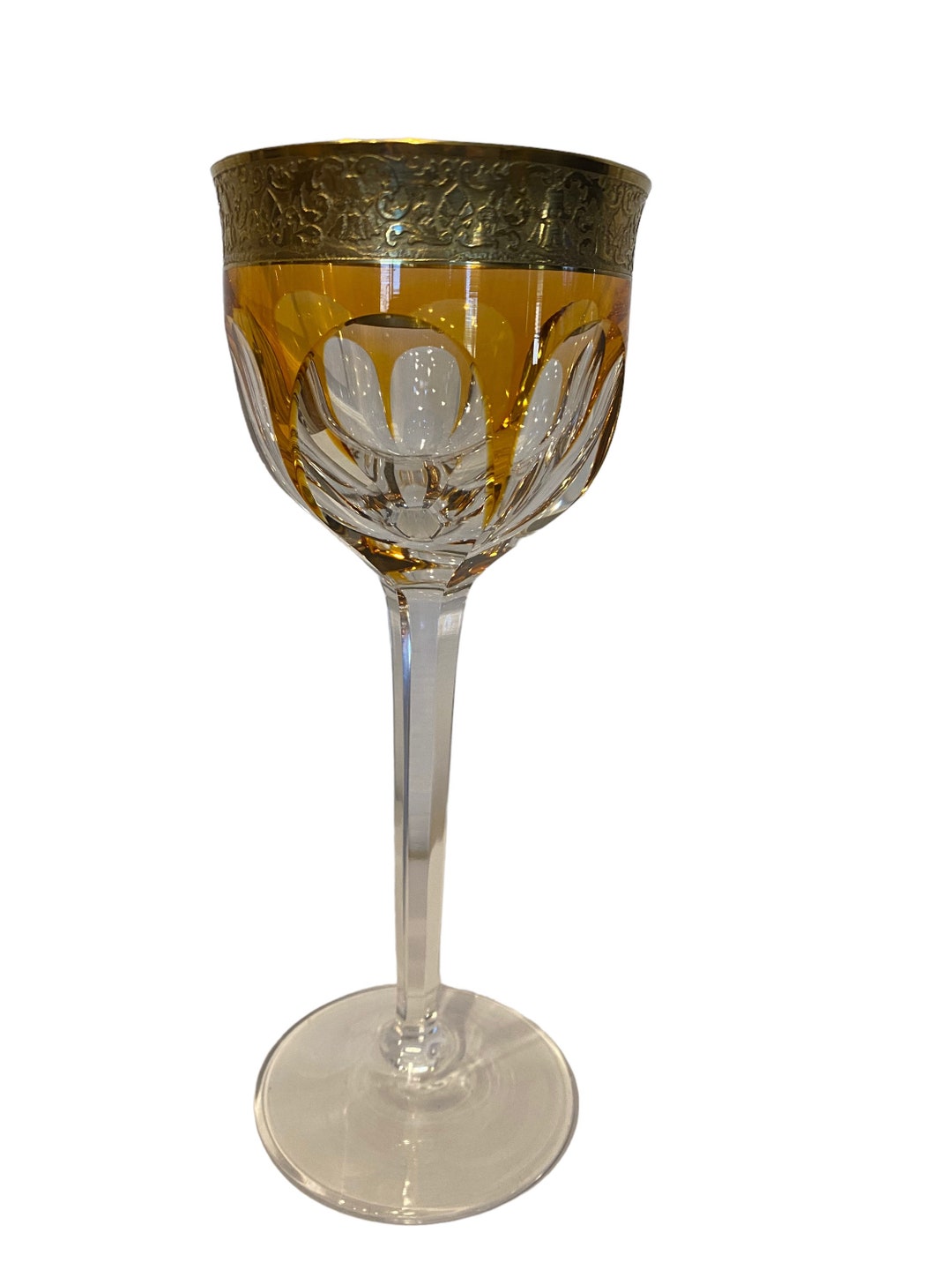 Vintage Moser Light Orange Crystal 7 7/8” Wine Hock Similar to Lady ...