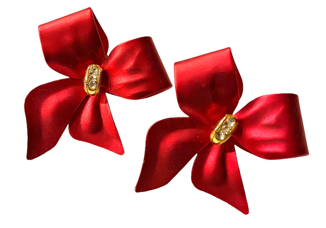 Vintage Tona Satin Red Powdercoat Enamel Plated Ribbon Bow - Etsy