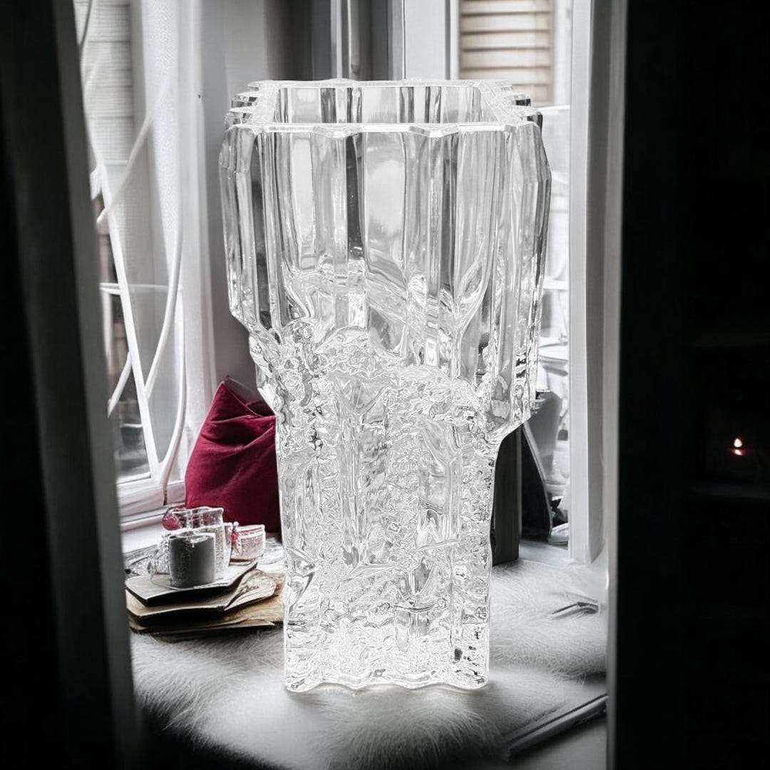 Vintage Mid Century Modern MCM Ice Cube Wirkkala Style Glass Vase ...