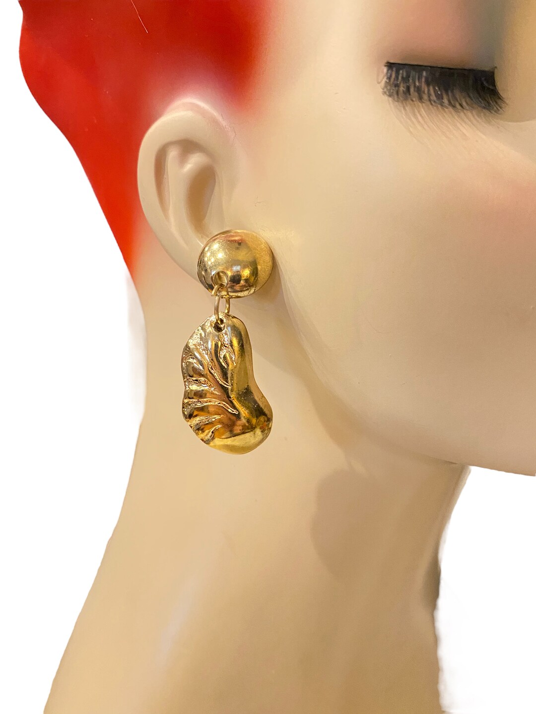 Vintage Gold Plated Nugget Style Pierced Earrings - Etsy