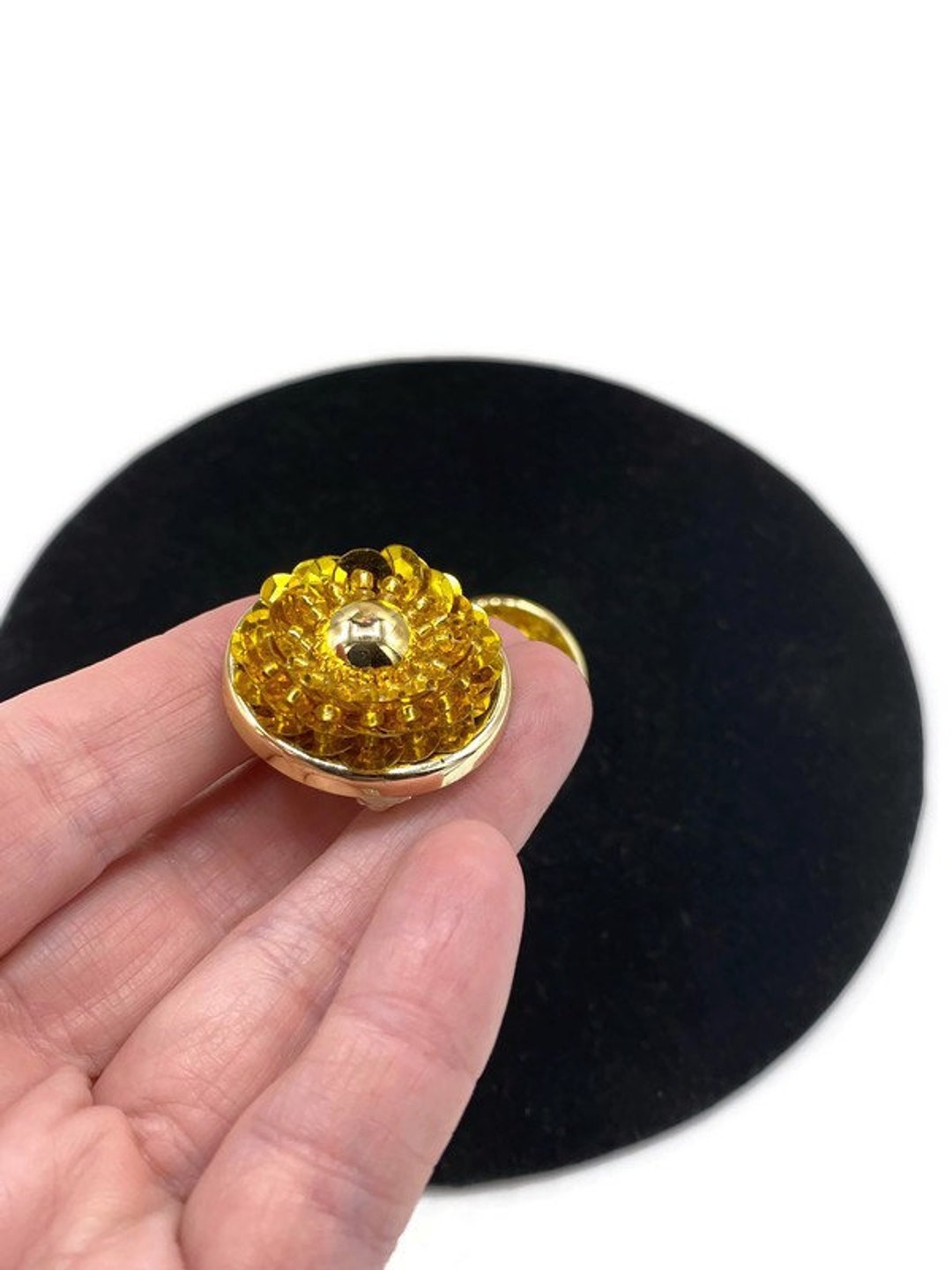 Vtg Gold Mustard Yellow Jello Mold Lucite Clip Earrings 1980s B11 - Etsy