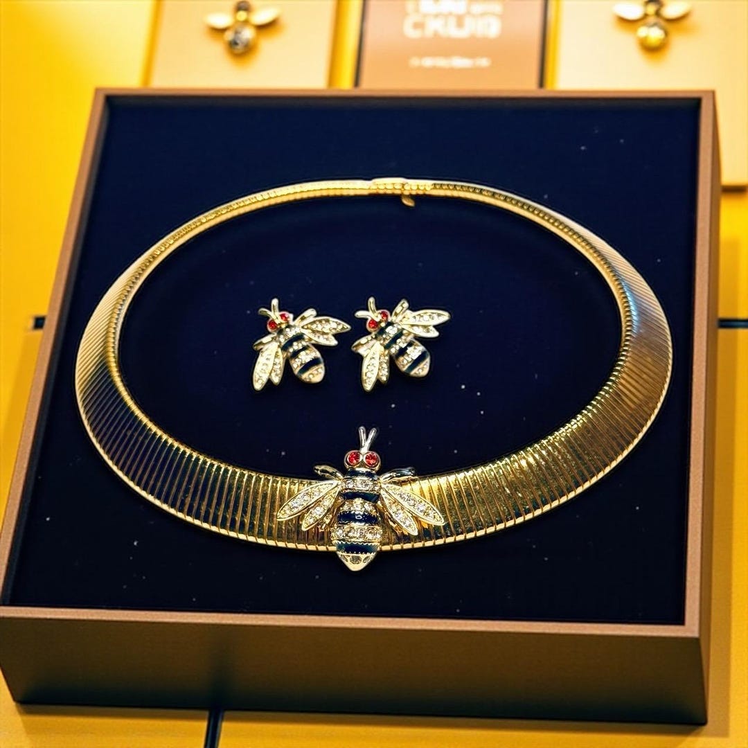 Vintage Gold Plated MMA Museum of Modern Art Enamel and Crystal Bee ...