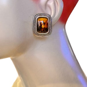 Vintage Square Faux Tortoise Shell Lucite Clip Earrings Boho Chic With ...