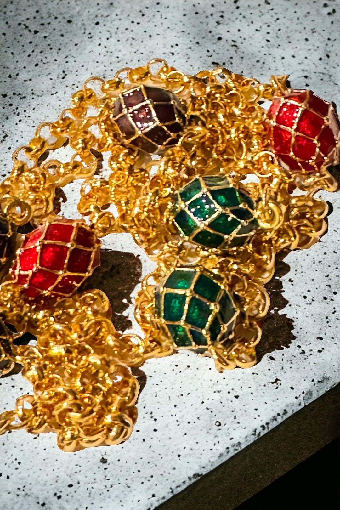 Vtg Joan Rivers Faberge Egg Charm Mesh Necklace in Velvet Pouch Enamel ...