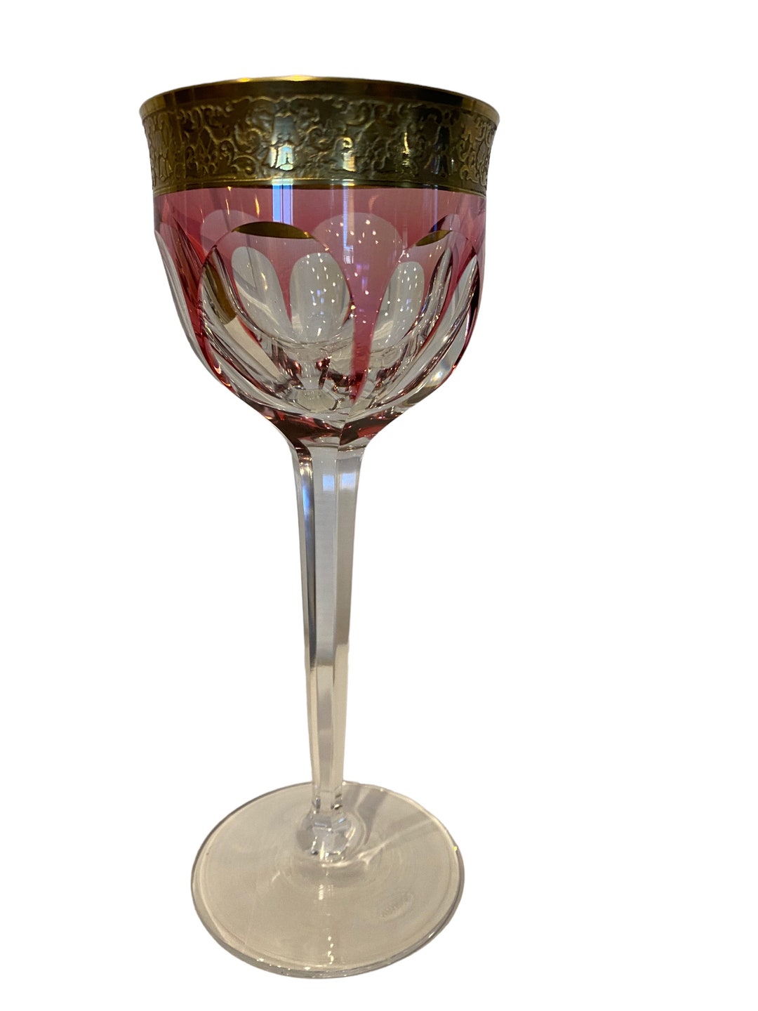 Vintage Moser Cranberry Pink Crystal 7 7/8” Wine Hock Similar to Lady ...