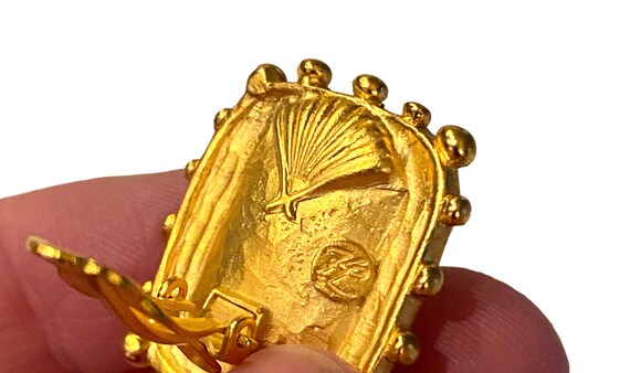 Vintage Karl Lagerfeld Baroque Brushed Gold Plated MC… - Gem