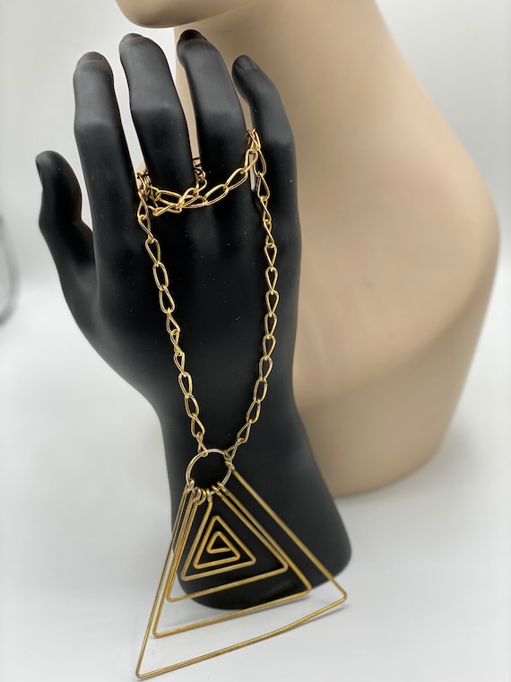 Vintage Fabulous Artisan Articulating Triangle Neckla… - Gem Vintage Fabulous Artisan Articulating Triangle Neckla… - Gem