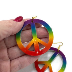 Vintage Funky Peace Sign Purple Green Orange Psychedelic Tie Dye Lucite ...