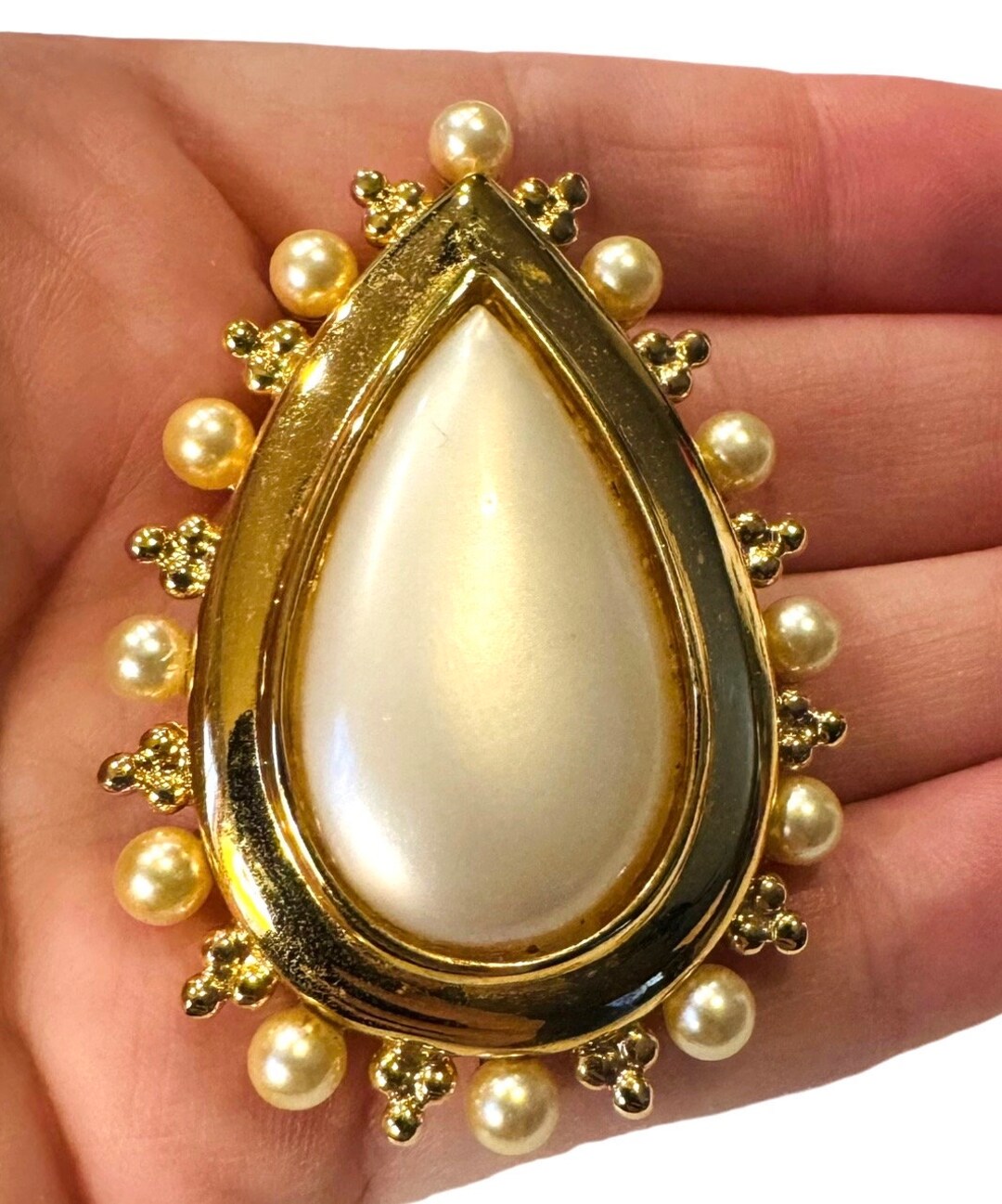 Vintage Signed SMB Sandra Miller Burrows Goldtone Pin Teardrop Shape ...