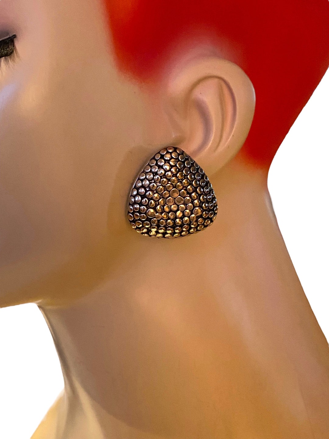 Vintage Elegant Silver Plated Triangle Crocodile Alligator Bumpy Spots Clip Earrings AQ8 - Etsy