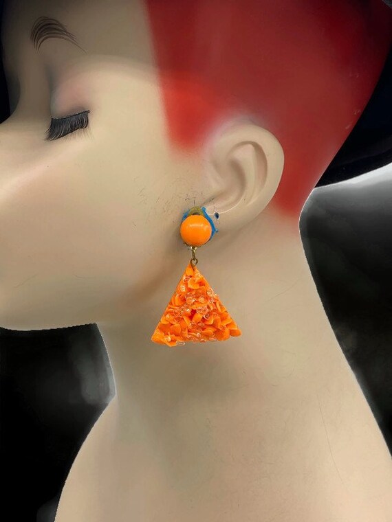 Vintage Orange Melted Plastic Popcorn Triangle Mid Century | Etsy