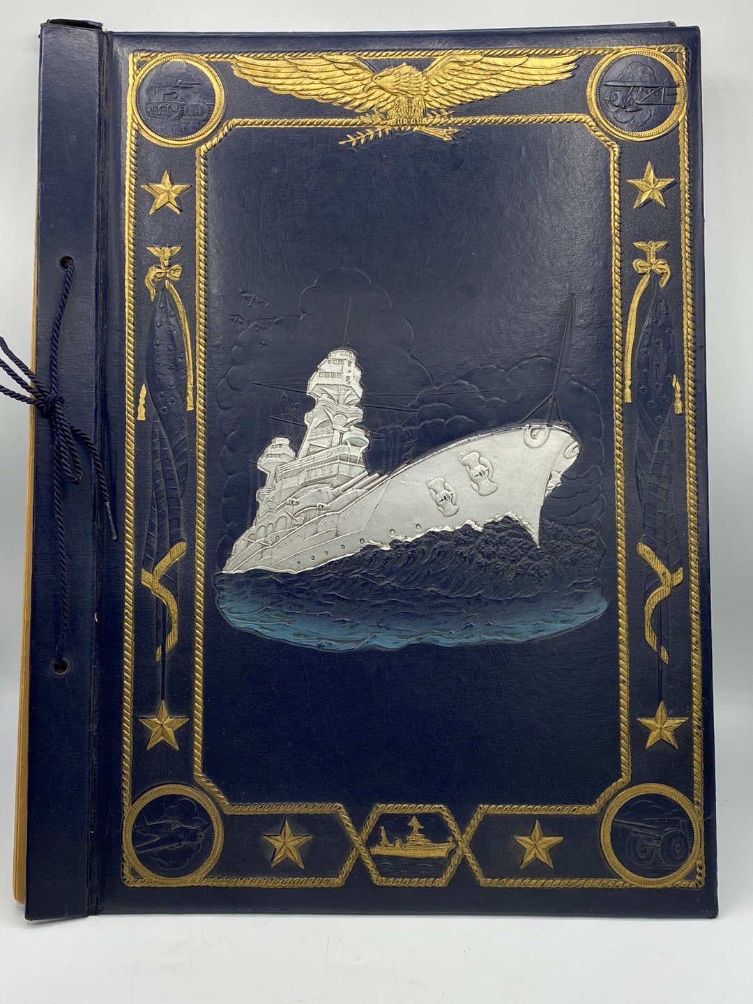 Vintage WW2 Navy Ship Scrapbook Leather Binder - Etsy