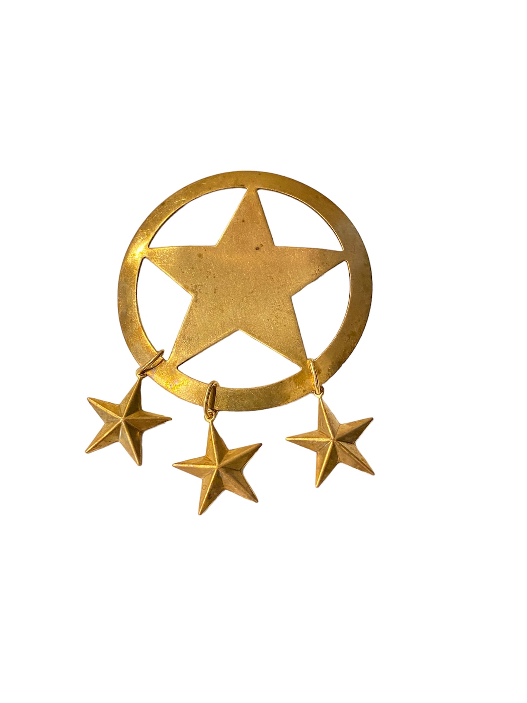Vintage MCM Sheriffs Brass Star With Charms Brooch Pin Badge - Etsy