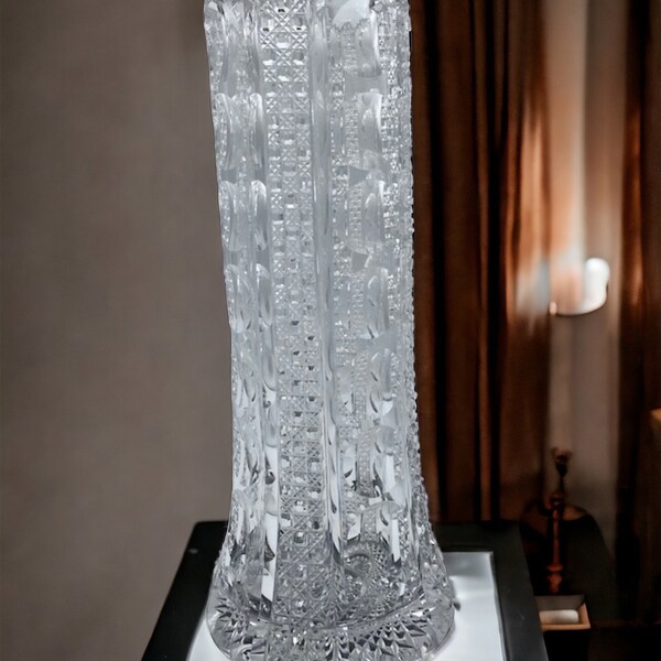 American Brilliant Cut Glass Vase - Etsy